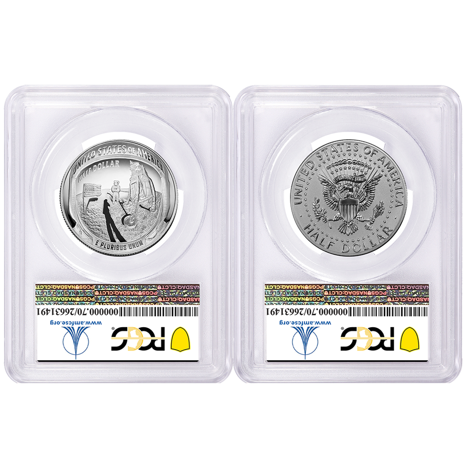 2019-S 50c Apollo 11 50th Ann. Half Dollar 2pc Set PCGS PR70 FDOI ...
