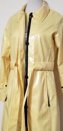 Womens Yellow Vinyl Trench Coat Raincoat Rain Coat Size S | eBay