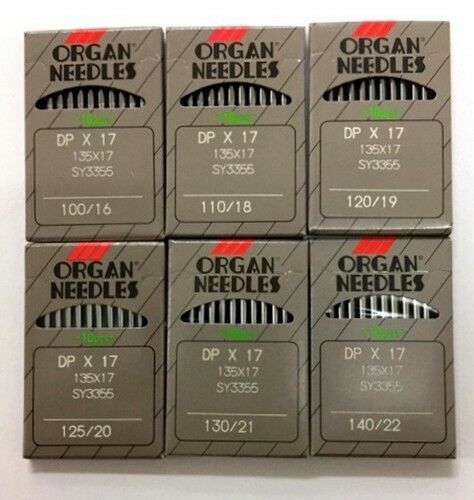 ORGAN NEEDLES 135X17 10pcs ASSORTED SIZES 16,18, 19, 20, 21, 22 needles ...