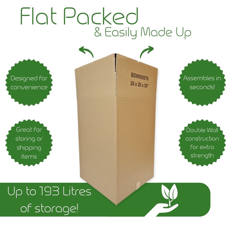 1X Extra Large 20x20x30 Cardboard Boxes Strong Double Wall Removal ...