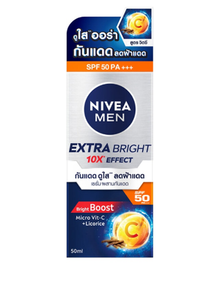 NIVEA Men Extra Bright SPF50 Serum Sunscreen VitaminC Moisturizer Face ...