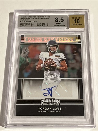 2020 Panini Contenders Jordan Love Autograph Rookie Card RC Auto BGS 8. ...