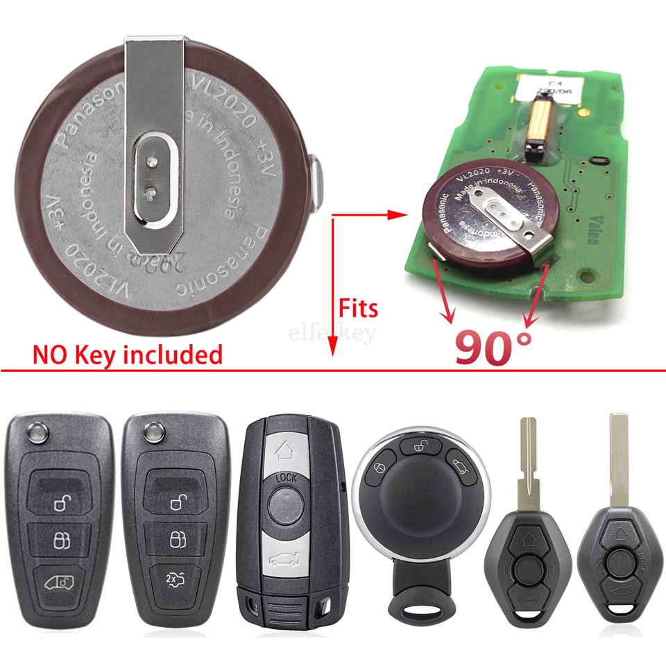 2 Panasonic Rechargeable Battery VL2020 90° for BMW E39 E46 E60 E90 E92 ...