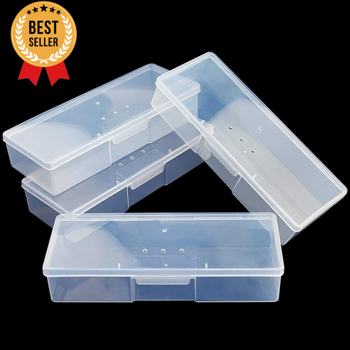 4x Clear Nail Tool Storage Box Plastic Organizer Case for Manicure Kit ...
