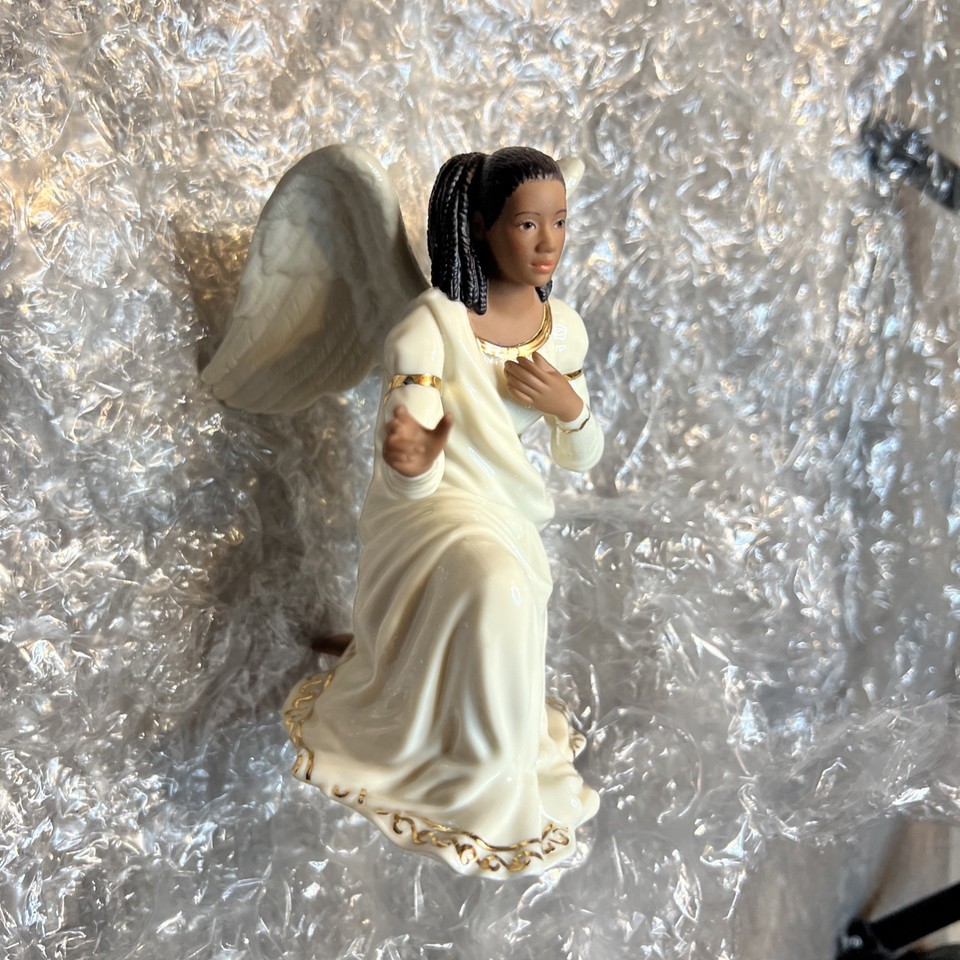 Lenox Angel Kneeling Oh Holy Night Nativity Set Ebony African American ...
