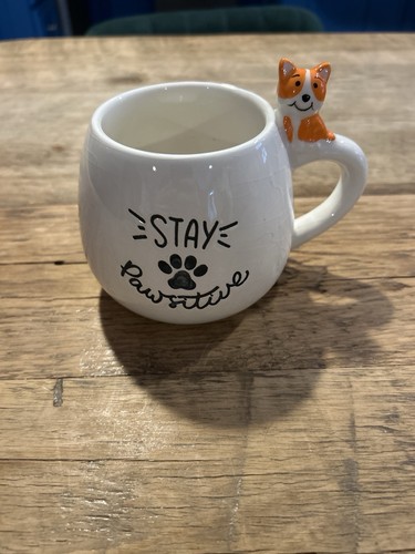 Stay Pawsitive Dog Mug Corgi Handle Ceramic Coffee Cup Cute Gift | eBay