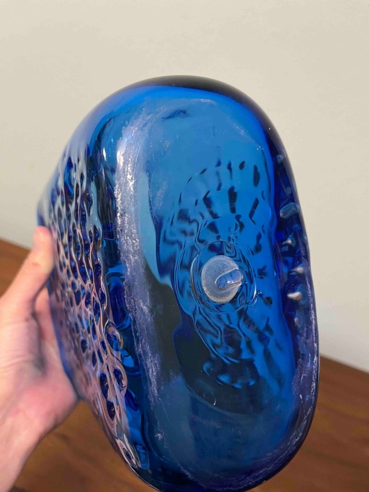 Stunning Vintage Blenko Textured Blue Azure Square Glass Vase 894 | eBay