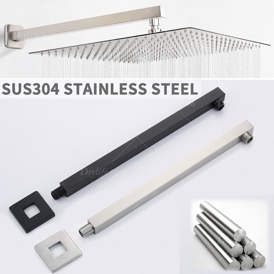 Stainless Steel Shower Head Extension Arm Rain Shower Head Extender ...