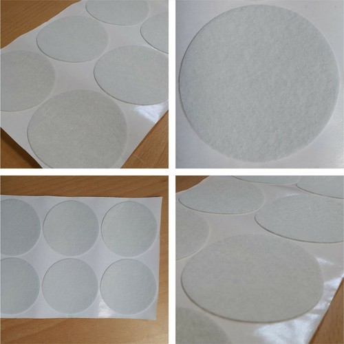 Felt Circles Adhesive Baize Sticky Backing Flock Pads Back White 78mm ...