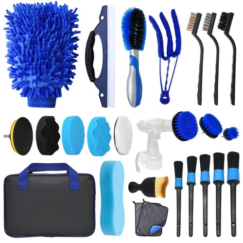24Pcs Car Detailing Brush Set Soft Brushes Interior Wheel Valet Pro ...