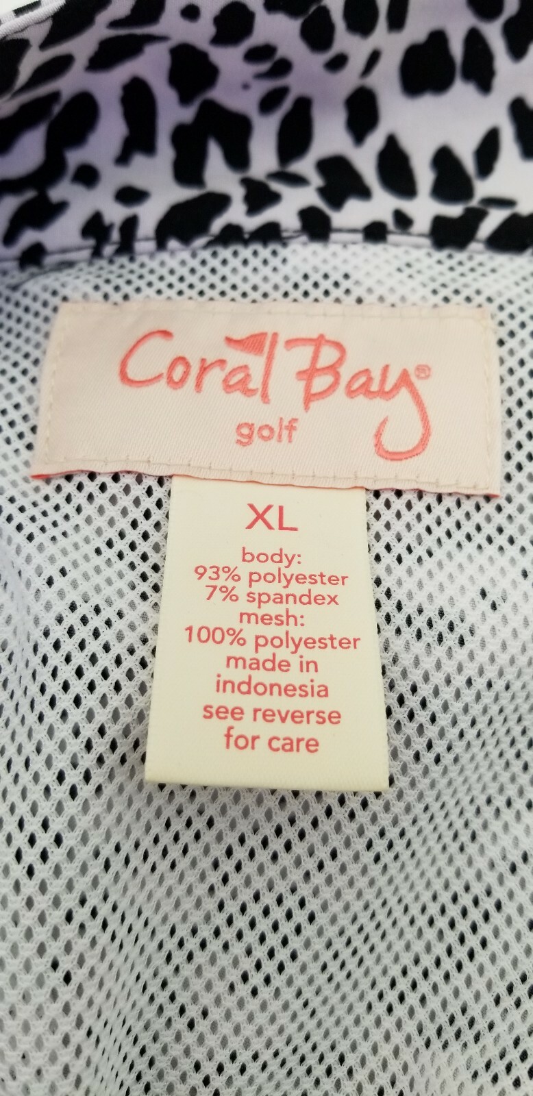 Coral Bay Golf XL Black / White Print Long Sleeved Jacket With 2 ...