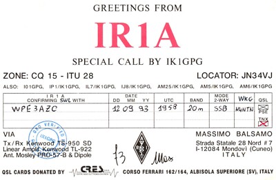 Mondovi Italy IR1A QSL Radio Postcard | eBay