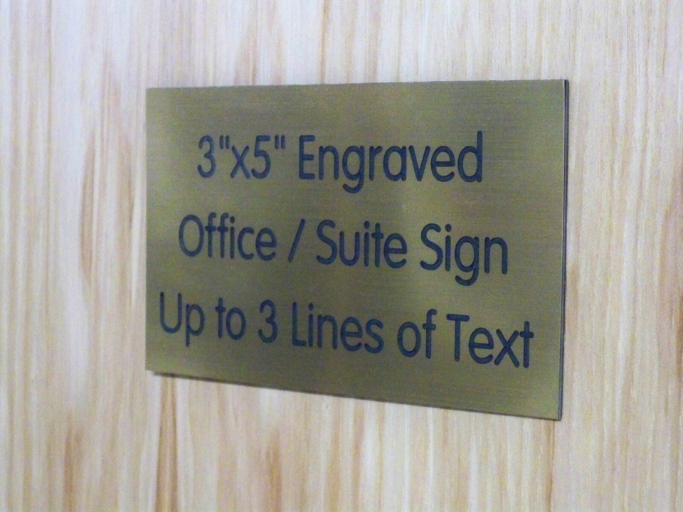 Custom Engraved 3x5 inch Gold Sign | Add Your Wording | with Adhesive ...