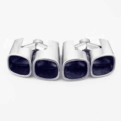 Pair Dual Square Slant Outlet Stainless Steel Exhaust Tips Dual Wall 8 ...