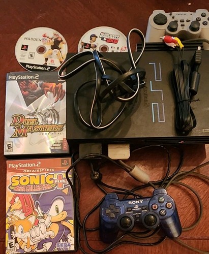 PS2 Fat Console(tested, Works) Lot With 2 Controllers Mem Card And 4 ...