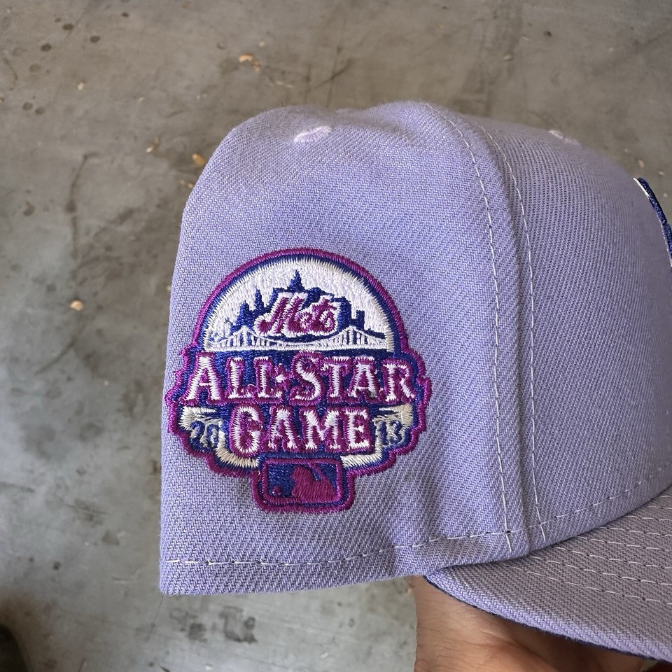 7 1/2 Purple & Pink Mets Fitted Baseball Hat All Star Game Patch ...