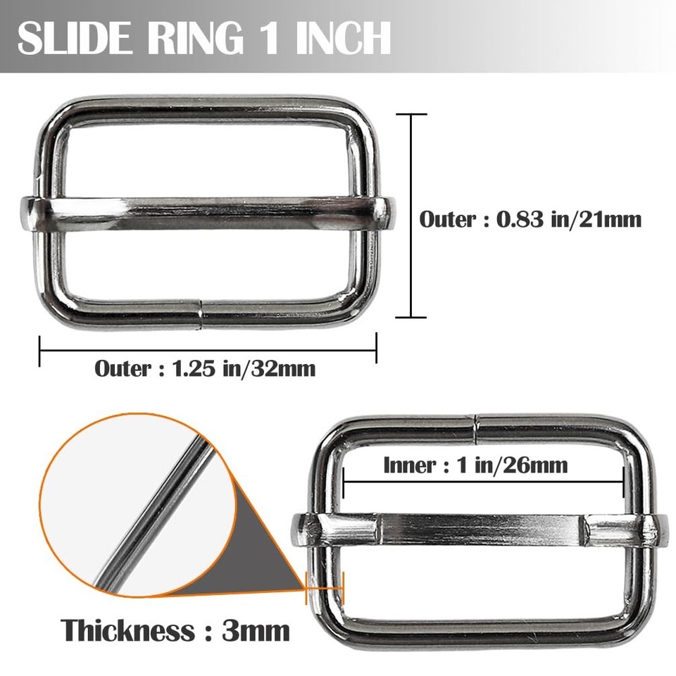 Slide Buckle 1 Inch Metal Buckle Slider for Backpacks,Purses,DIY Bags ...