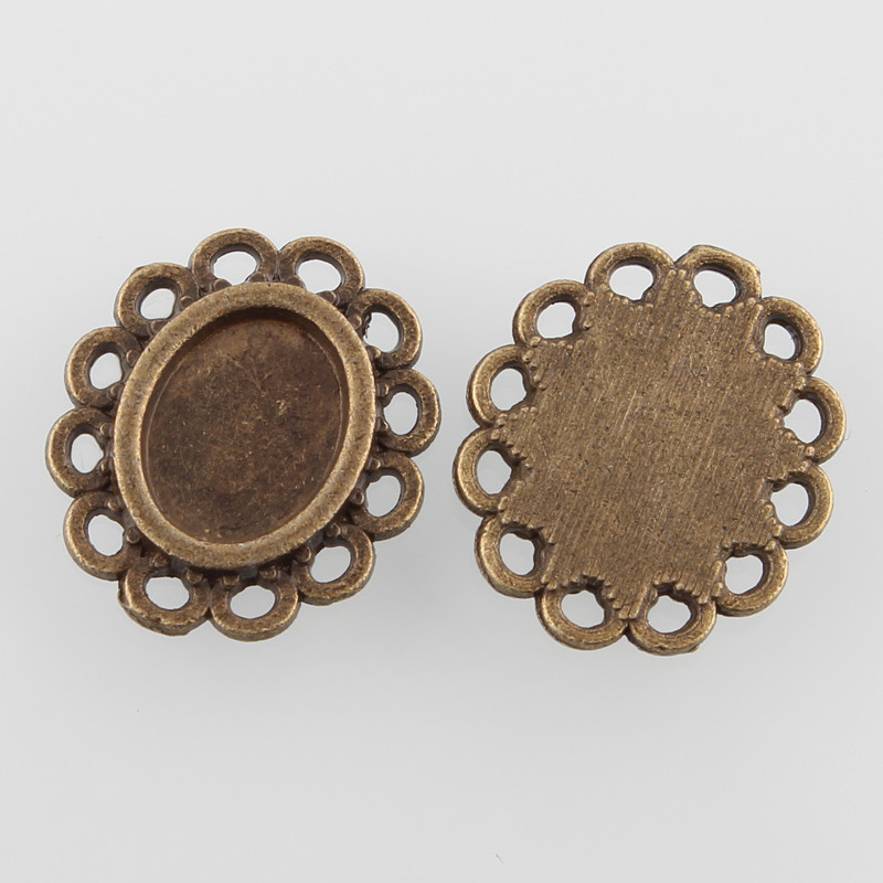 Antique Bronze Alloy Cabochon Setting Bases Bezel Blank Round Oval ...