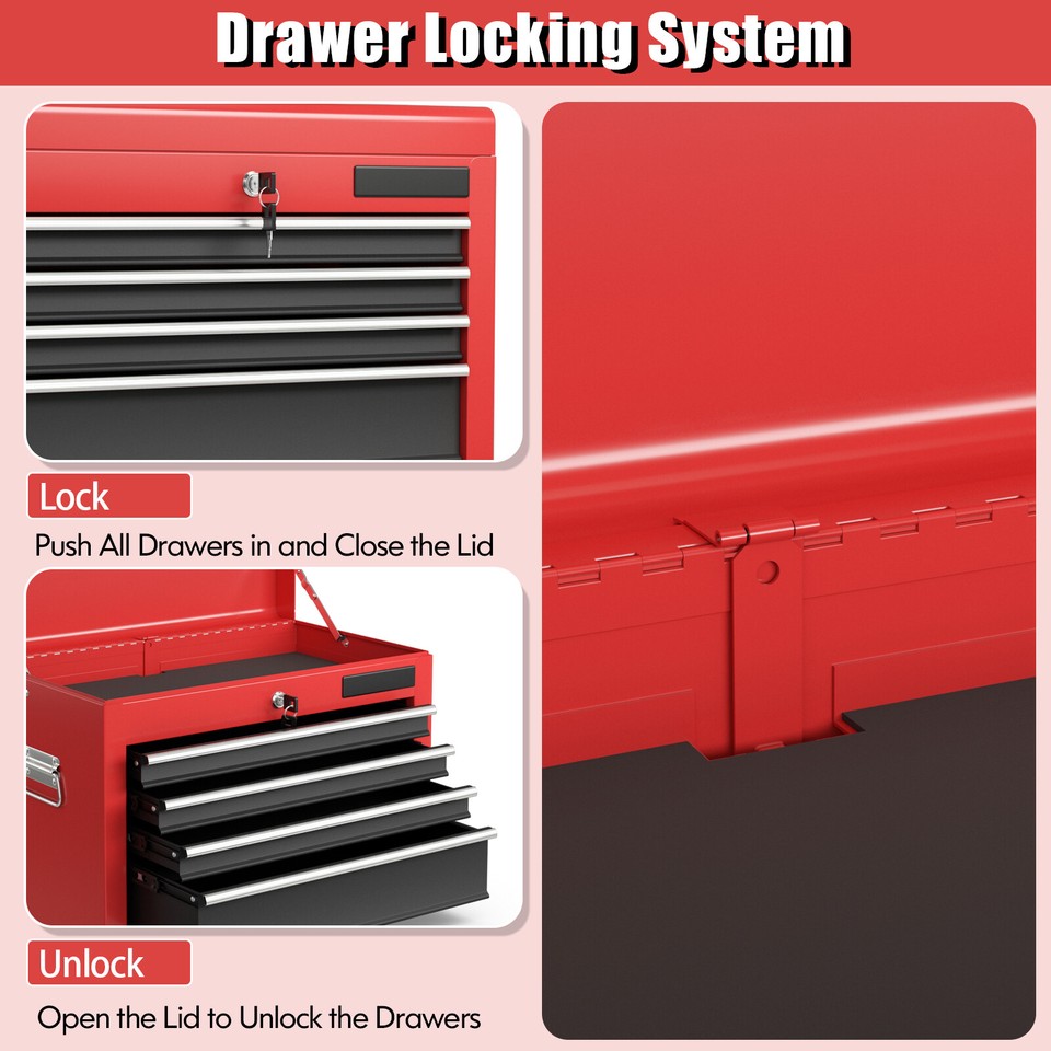 6-Drawer Toolbox Rolling Tool Chest High Capacity Storage Cabinet Combo ...