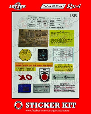 Mazda RX4 Sticker Kit 13b Rotary Vinyl Decal Car Stickers Luce Letzgo ...
