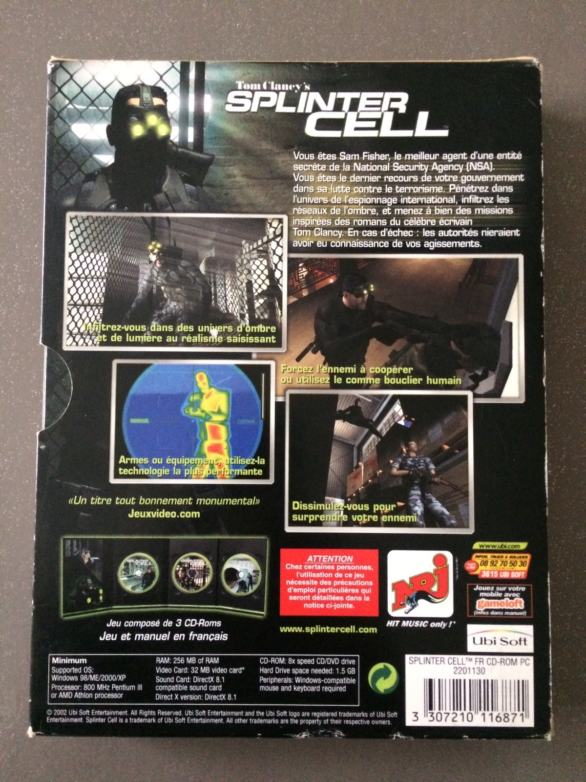 Tom's Clancy's Splinter cell - Ubisoft - coffret 3 cd-rom - 2002 | eBay