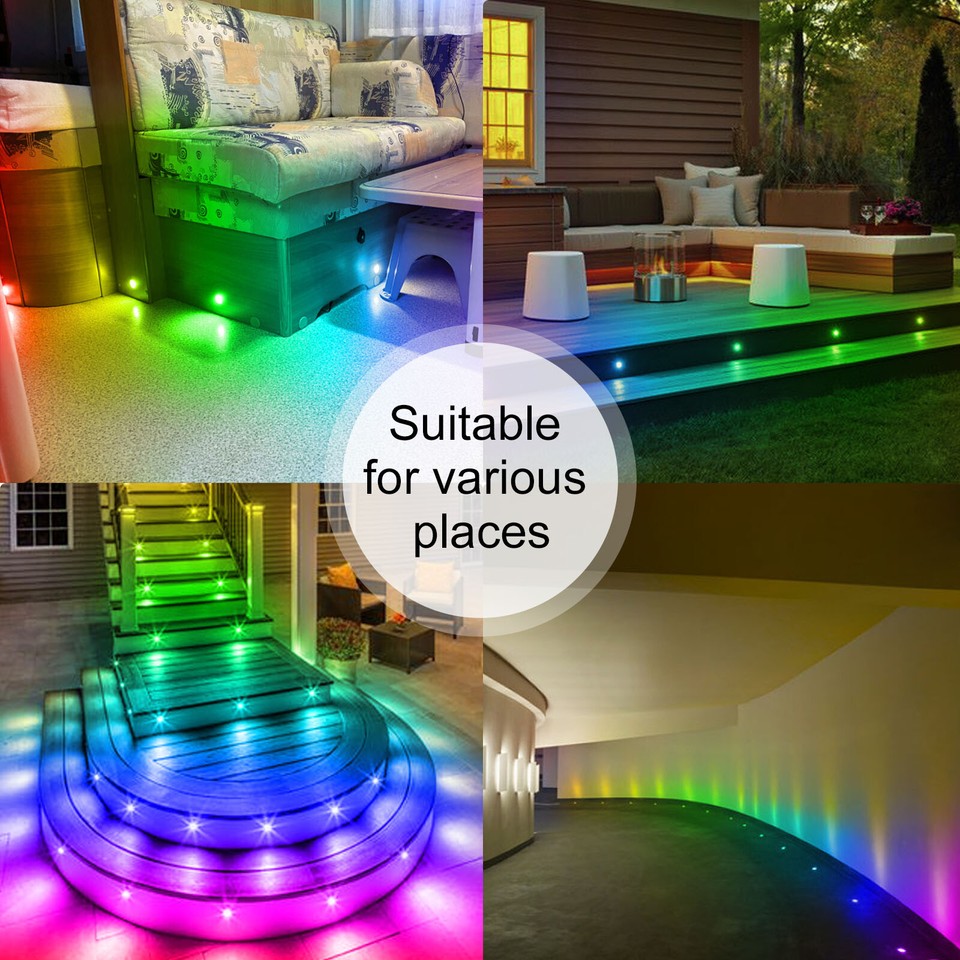 WIFI LED Deck Lights Outdoor RGB/RGBW/RGBIC Garden Stair Step Plinth ...