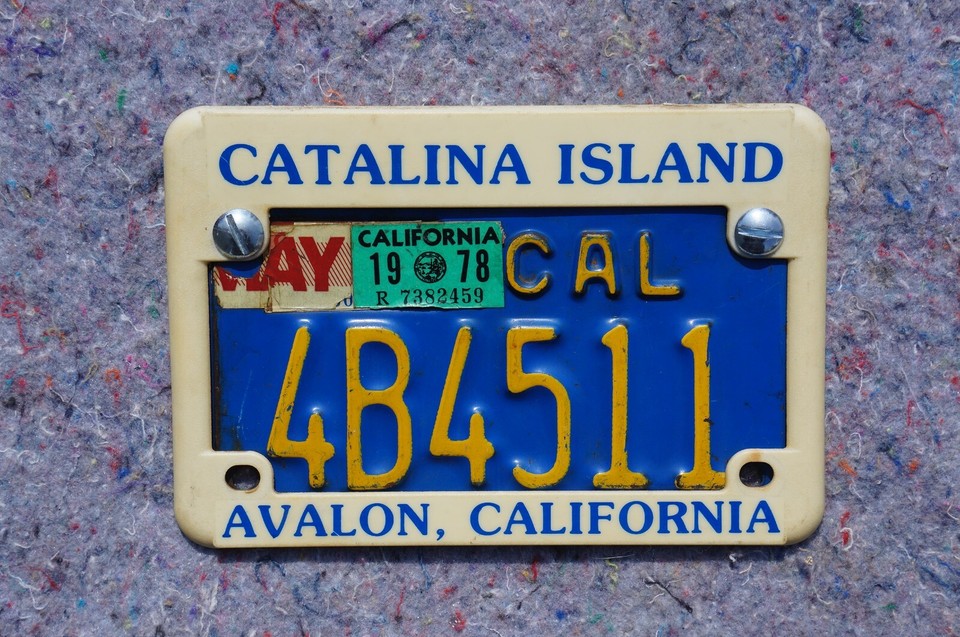 1978 CATALINA ISLAND California MOTORCYCLE License Plate + FRAME AVALON ...