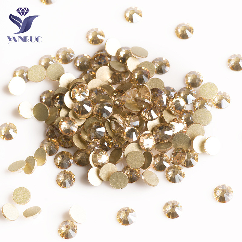 Golden Shadow Non Hotfix Rhinestone Glass Gold Crystals for Nail Art ...