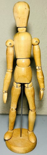 vintage 13” wood poseable jointed art artist doll mini mannequin ...
