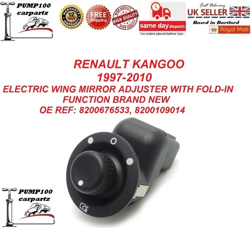 FOR RENAULT KANGOO ELECTRIC WING MIRROR ADJUSTER SWITCH & FOLDING ...