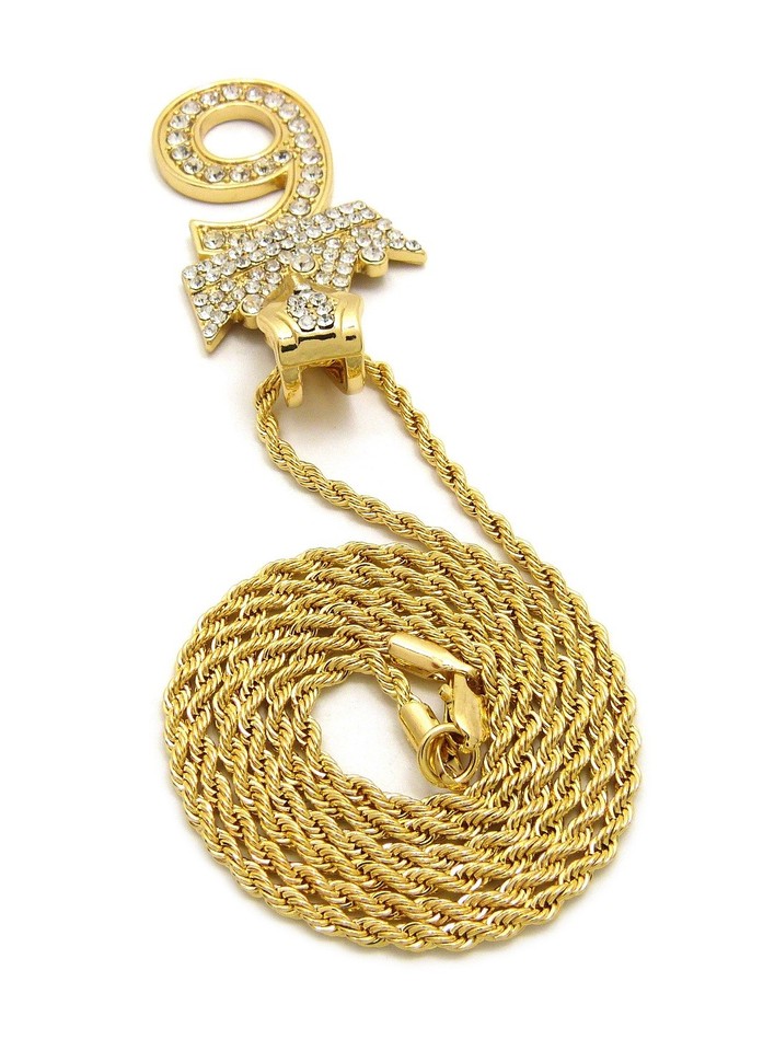 NEW # 1 to 9 NUMBER PENDANT & 24" VARIOUS CHAINS & COLOR HIP HOP ...