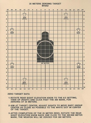 M16A1 (standard sights) / M16A2 Official DOD 25 Meter Zeroing 2 Sided ...