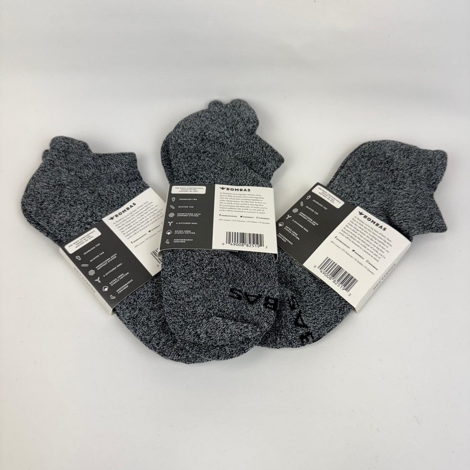 3-Pack Bombas Men's Charcoal Gray Ankle Socks Size Large | eBay
