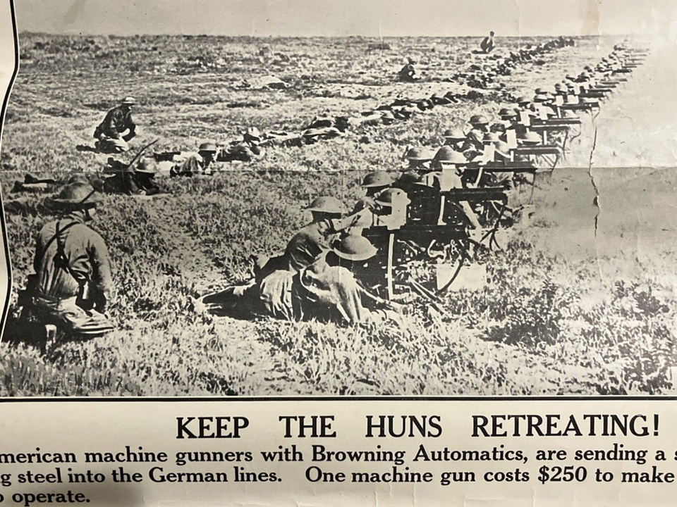 Original WWI poster Keep the Huns Retreating Machine Gun costs 16.75 ...