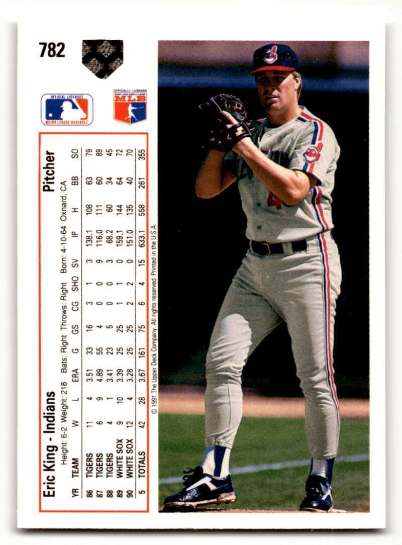 1991 Upper Deck #782 Eric King Cleveland Indians Baseball Cards EX/N ID ...