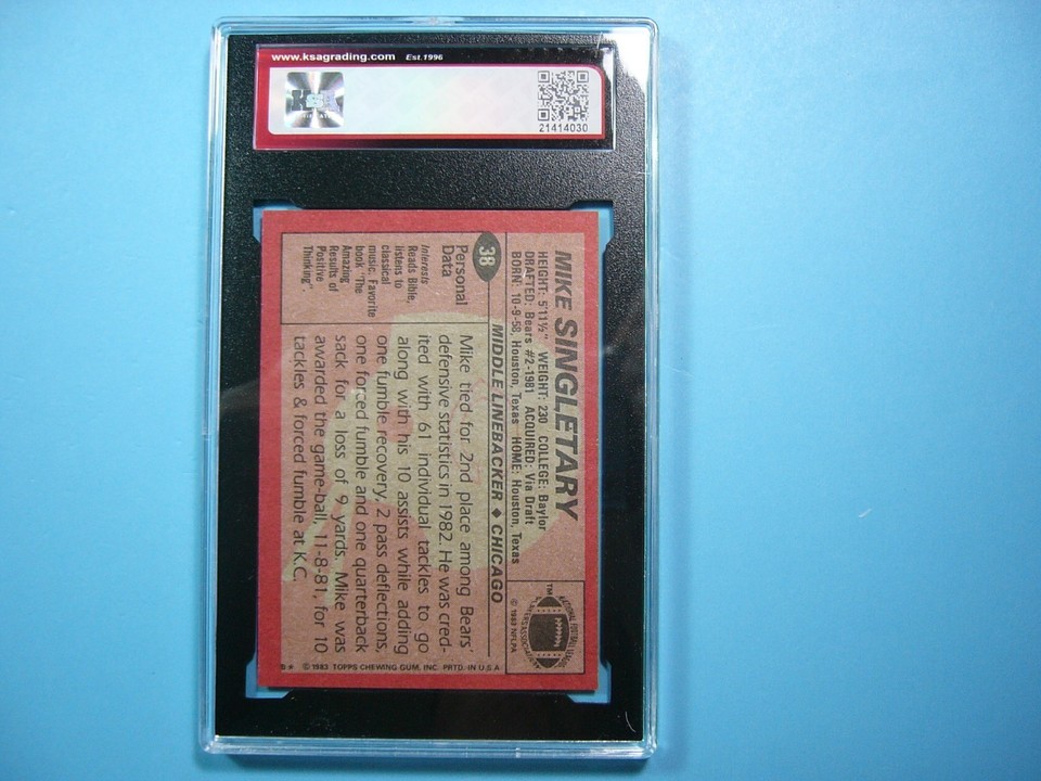 1983 TOPPS NFL FOOTBALL CARD #38 MIKE SINGLETARY ROOKIE RC KSA 8.5 ...