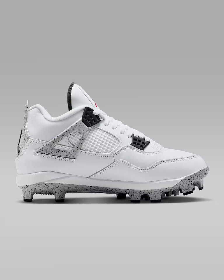 Jordan 4 Retro MCS Baseball Cleats White Black Grey Red Men's | Size 8 ...