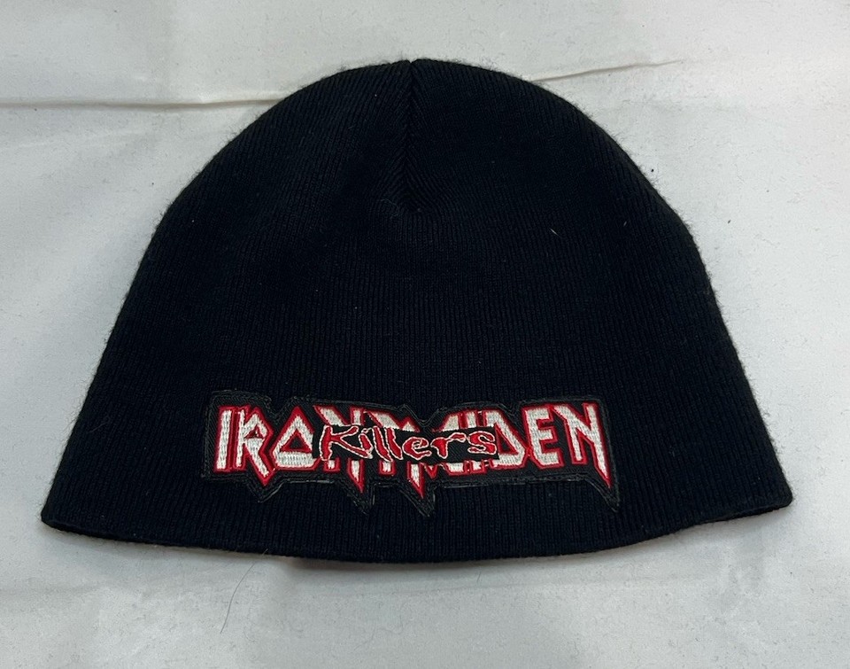 Vtg Iron Maiden Killers Skull Cap Metal Rock Band Patch Logo Beanie Hat ...