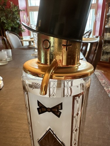 Glenshaw Glass Fred Press Top Hat Decanter MCM Vintage Decanter Drunk ...