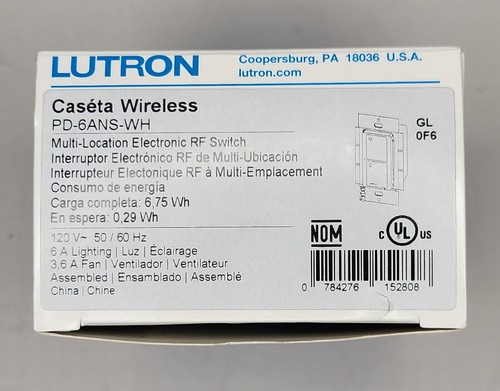 Lutron Caseta 6A Smart Home Switch - White (PD-6ANS-WH) for sale online ...