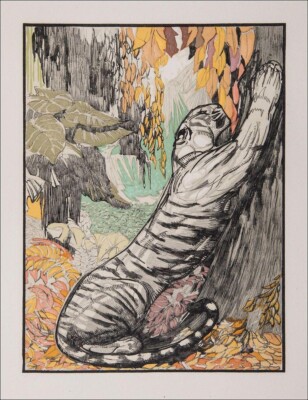Tiger Clawing Tree Art Print – Paul Jouve 1897 – Expressionist Woodcut ...