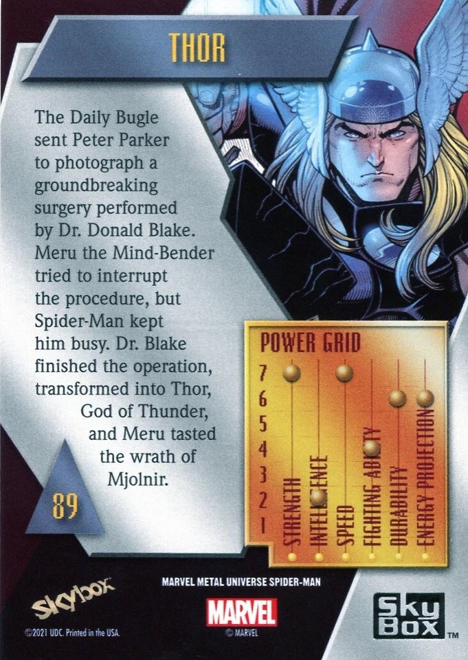2021 Upper Deck *Marvel Metal Universe Spider-Man**Thor* Yellow #89 NM ...