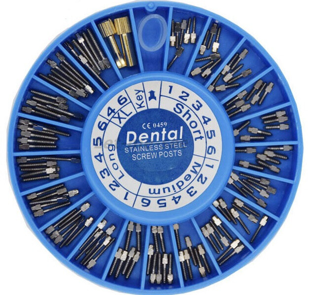 120PCS Dental Screw Post Titanium Kit Gold/Silver Plated Conical Root ...