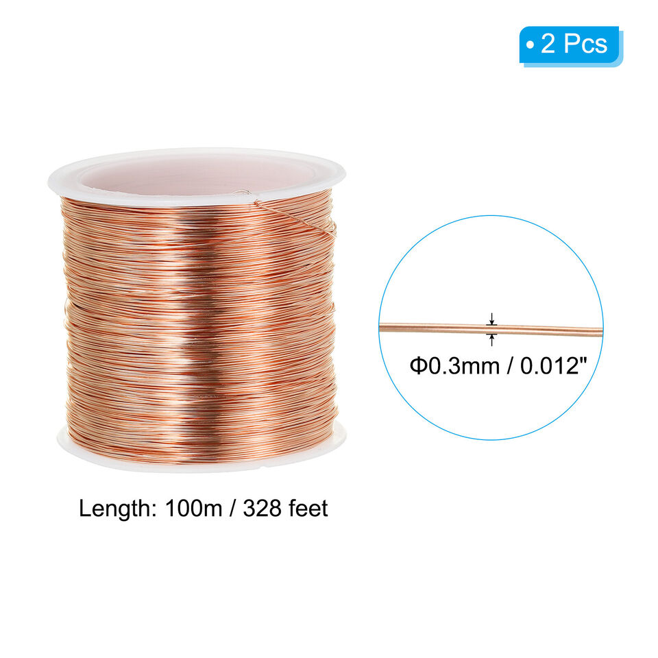 2 Roll 328 Feet Solid Pure Copper Wire 28 Gauge 0.3mm, Copper Tone | eBay