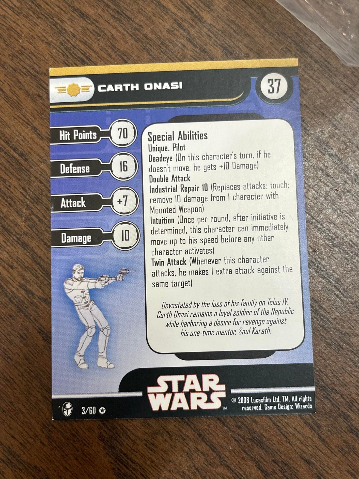 Star Wars Miniatures Knights of the Old Republic Carth Onasi 03/60 ...