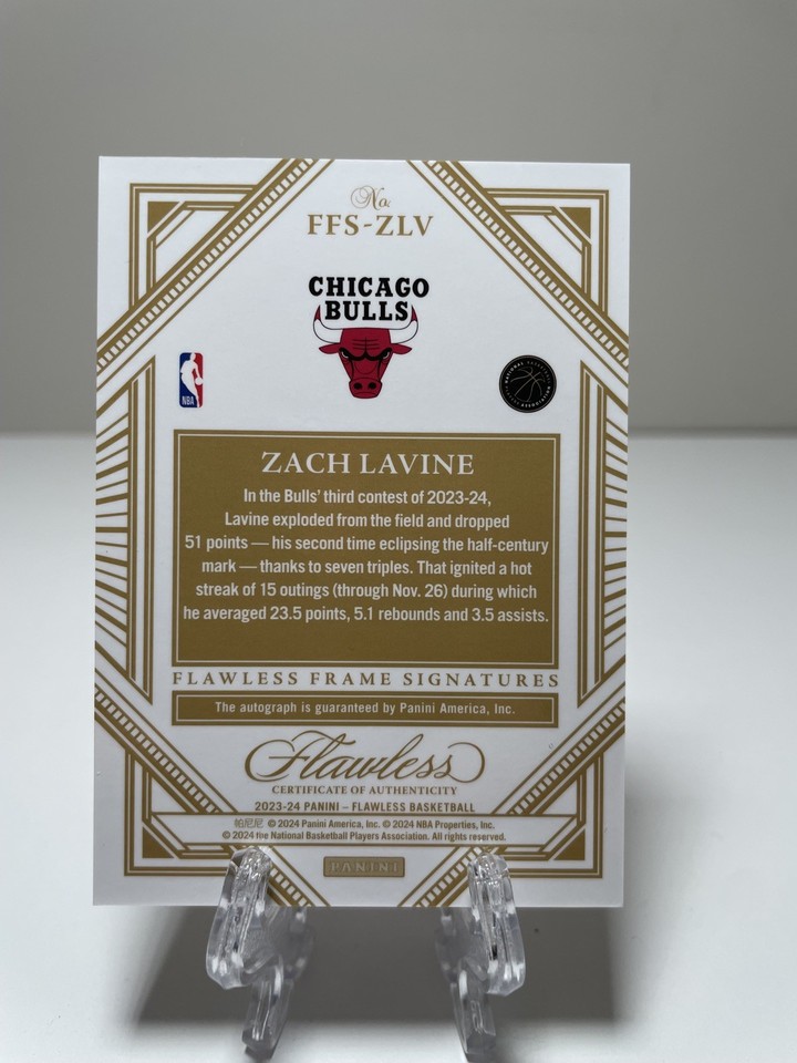 2023-24 Panini Flawless FFS-ZLV Zach Lavine Ruby Auto /15 Color Match ...