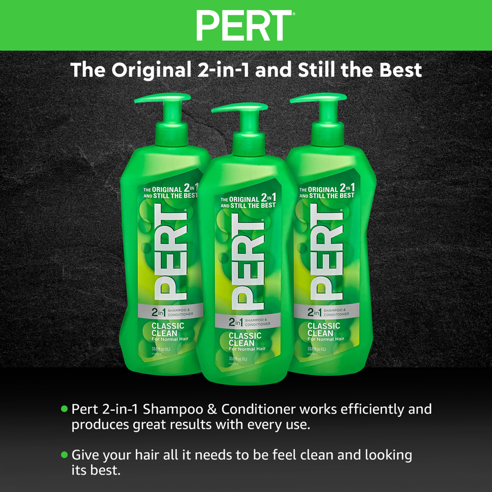 Pert Classic Clean Shine Enhancing 2 in 1 Shampoo plus Conditioner, 33. ...