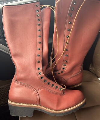 Vtg New Red Wing Lineman Boot 2450 11.5 E Made USA 15 In Tall Logger ...