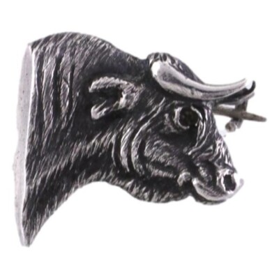 Antique Silver BULL Cattle Brooch Pin Agricultural Prize / Coin ...