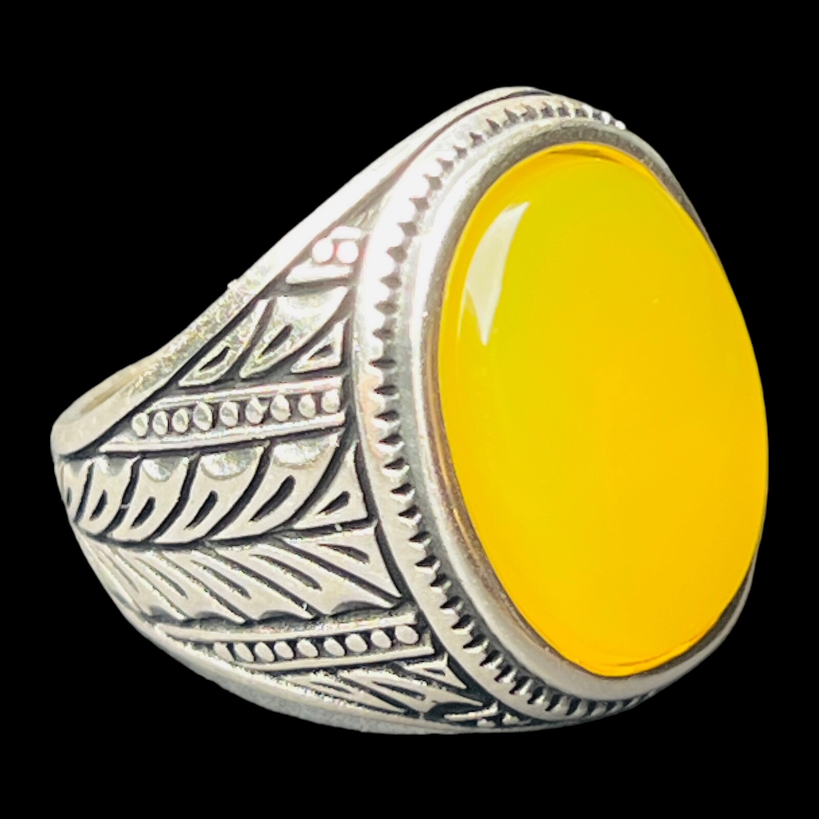 Islamic shia doa 925 Silver Natural Aqeeq Akik Agate Men's Ring Sharaf ...